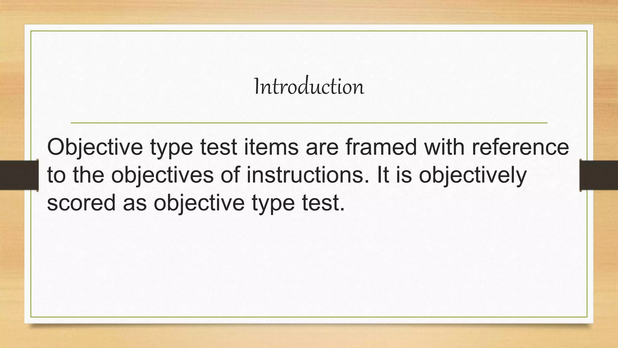 Objective Types Items | PPT
