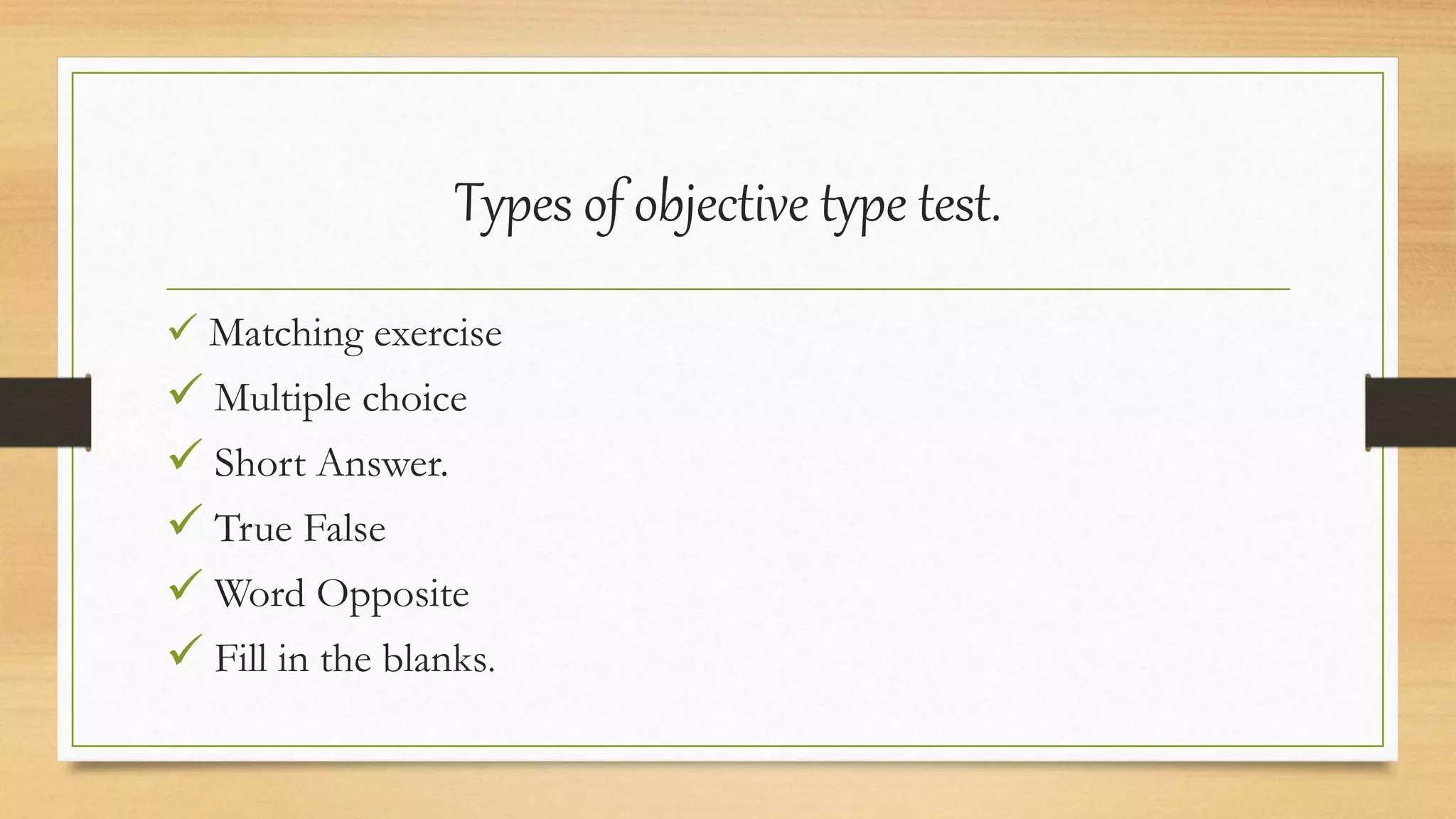 Objective Types Items | PPT