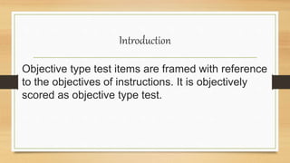 Objective Types Items | PPT