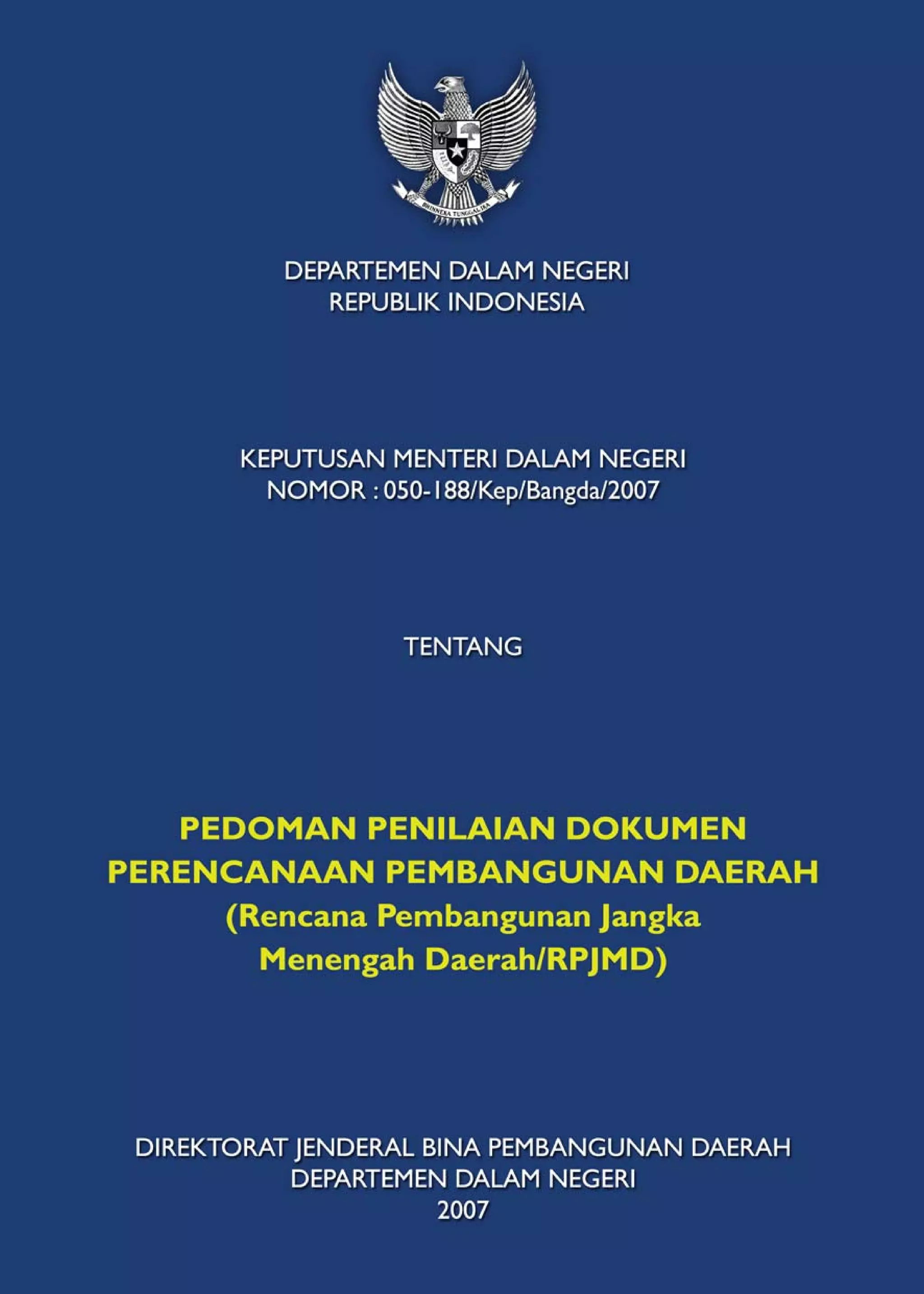 Pedoman Penilaian Dokumen Perencanaan Pembangunan Daerah (Rencana Pembangunan Jangka Menengah ...
