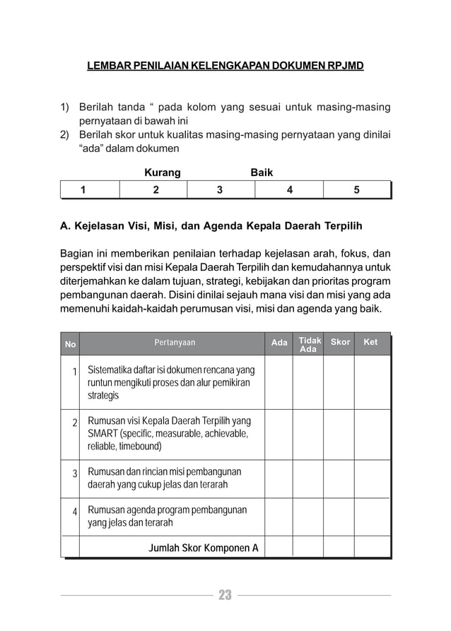 Pedoman Penilaian Dokumen Perencanaan Pembangunan Daerah (Rencana Pembangunan Jangka Menengah ...