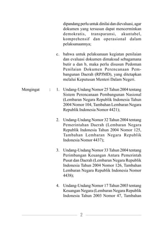 Pedoman Penilaian Dokumen Perencanaan Pembangunan Daerah (Rencana Pembangunan Jangka Menengah ...
