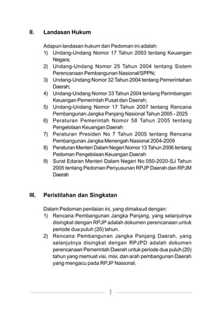 Pedoman Penilaian Dokumen Perencanaan Pembangunan Daerah (Rencana Pembangunan Jangka Menengah ...