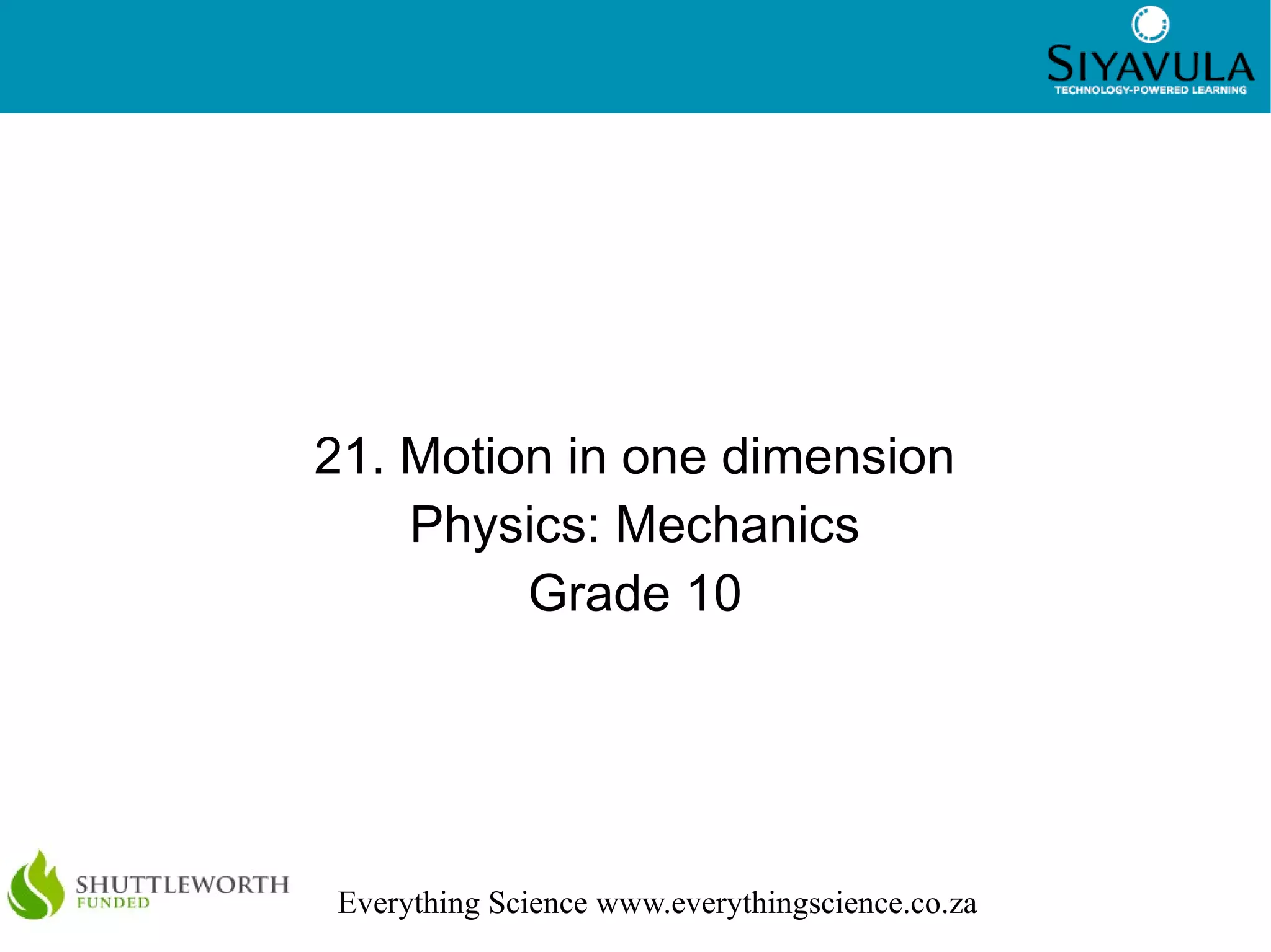 Motion in one dimension | ODP