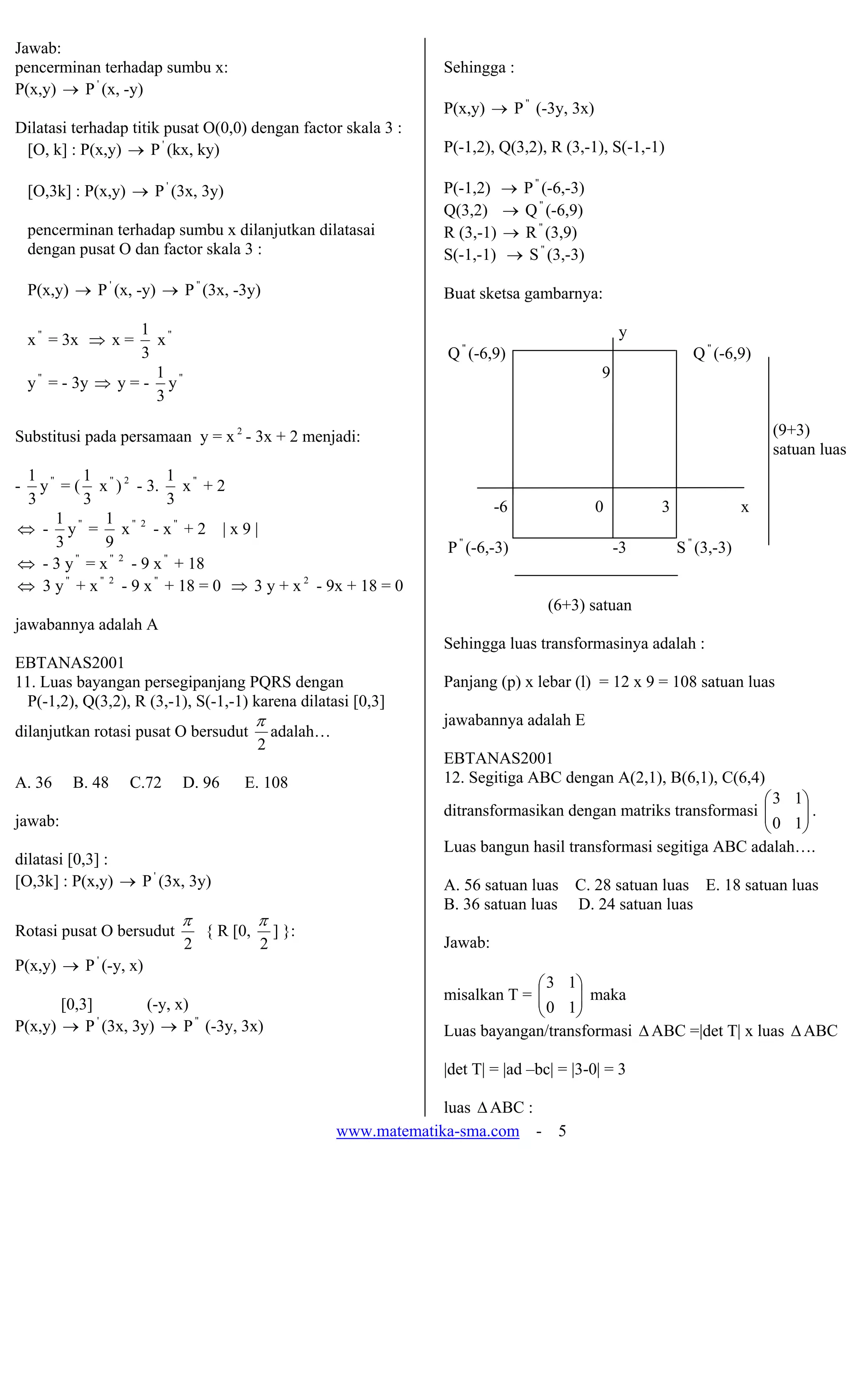 21. soal soal transformasi geometri | PDF