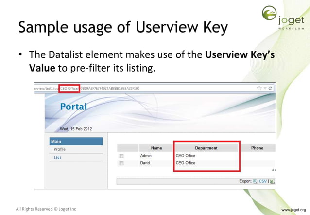 Joget Workflow v6 Training Slides - 21 - Userview Key | PPTX