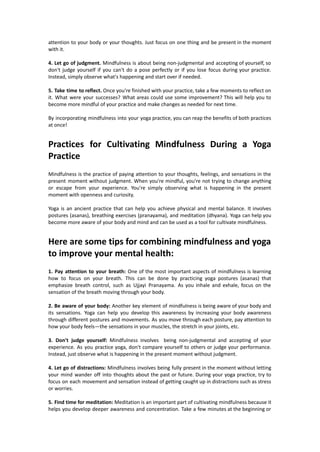 The Benefits of Combining Mindfulness and Yoga for Your Mental Health | PDF