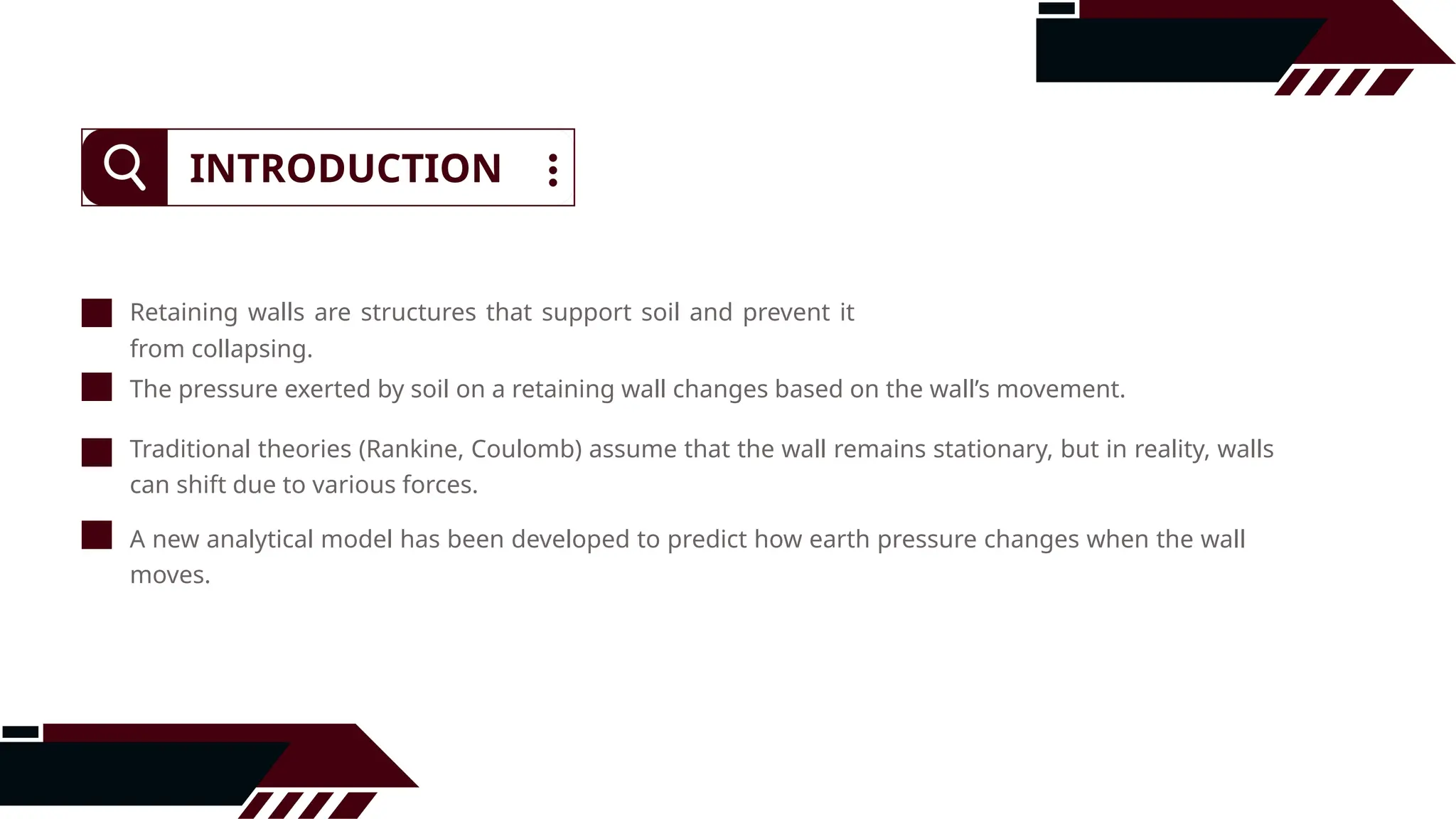 soil mechanics, earth pressure considering rigid retaining wall | PPT
