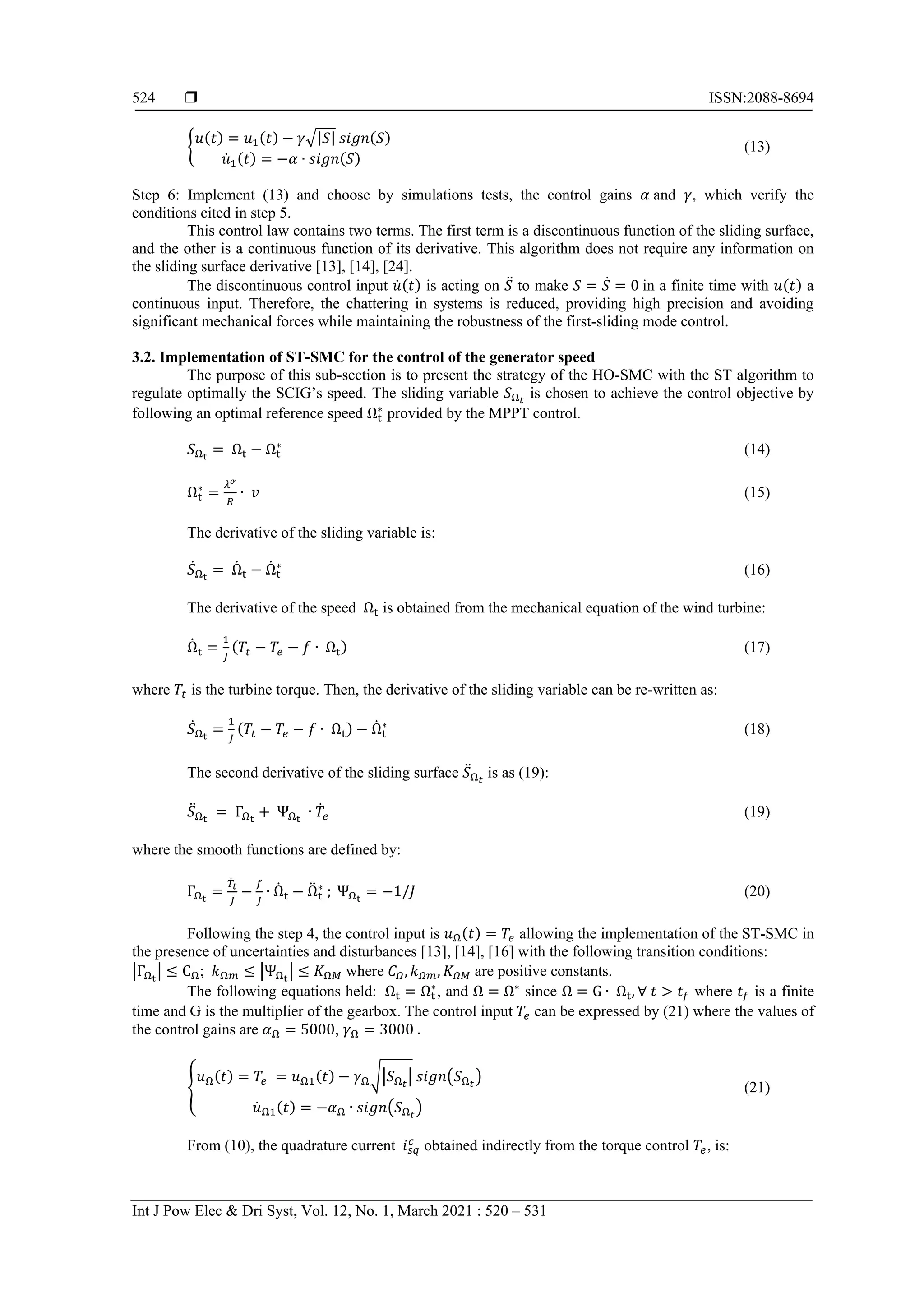 Super Twisting Smc For Mppt And Grid Connected Wecs Based On Scig Pdf