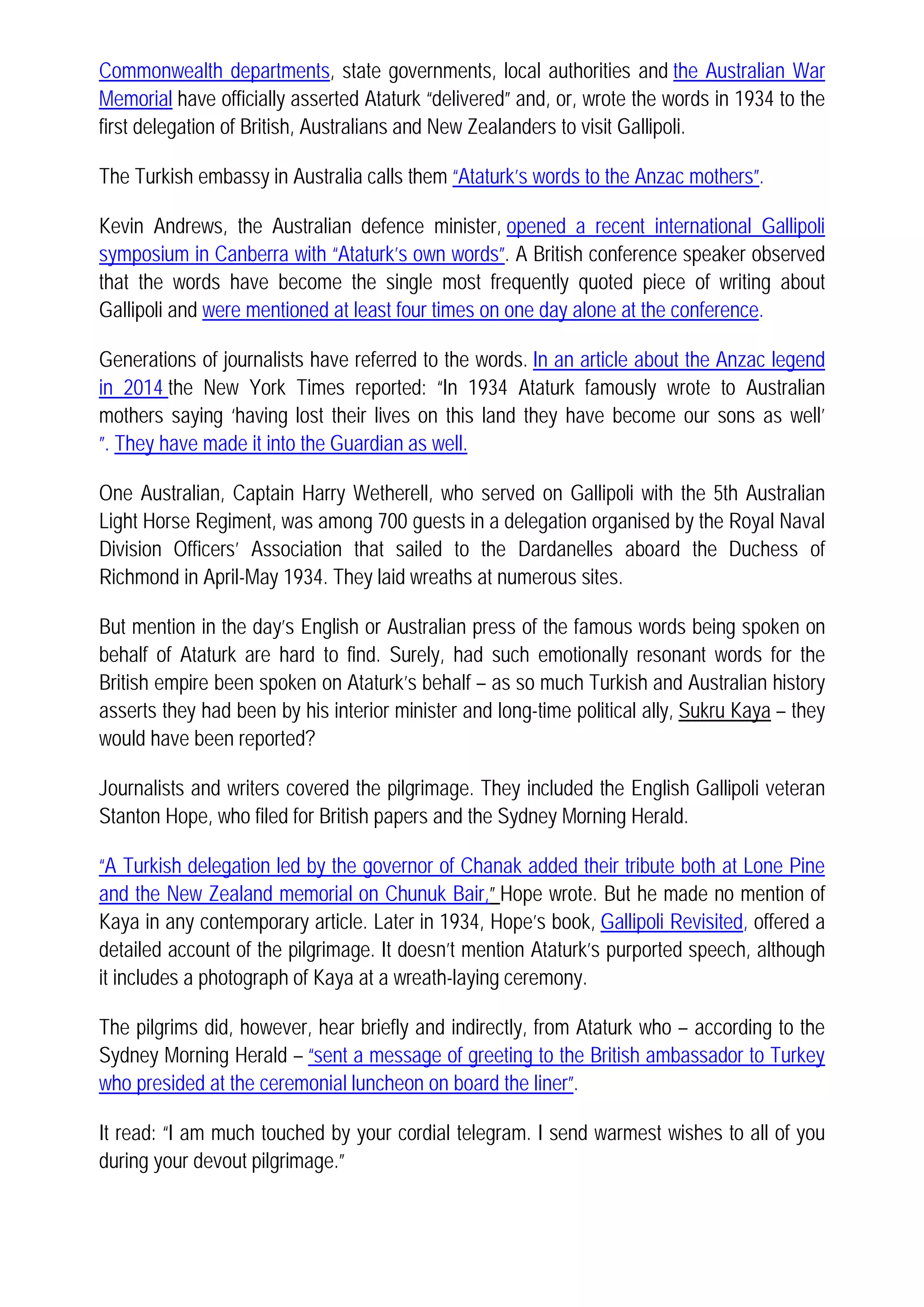 MUSTAFA KEMAL ATATURK & THE ANZACS | PDF