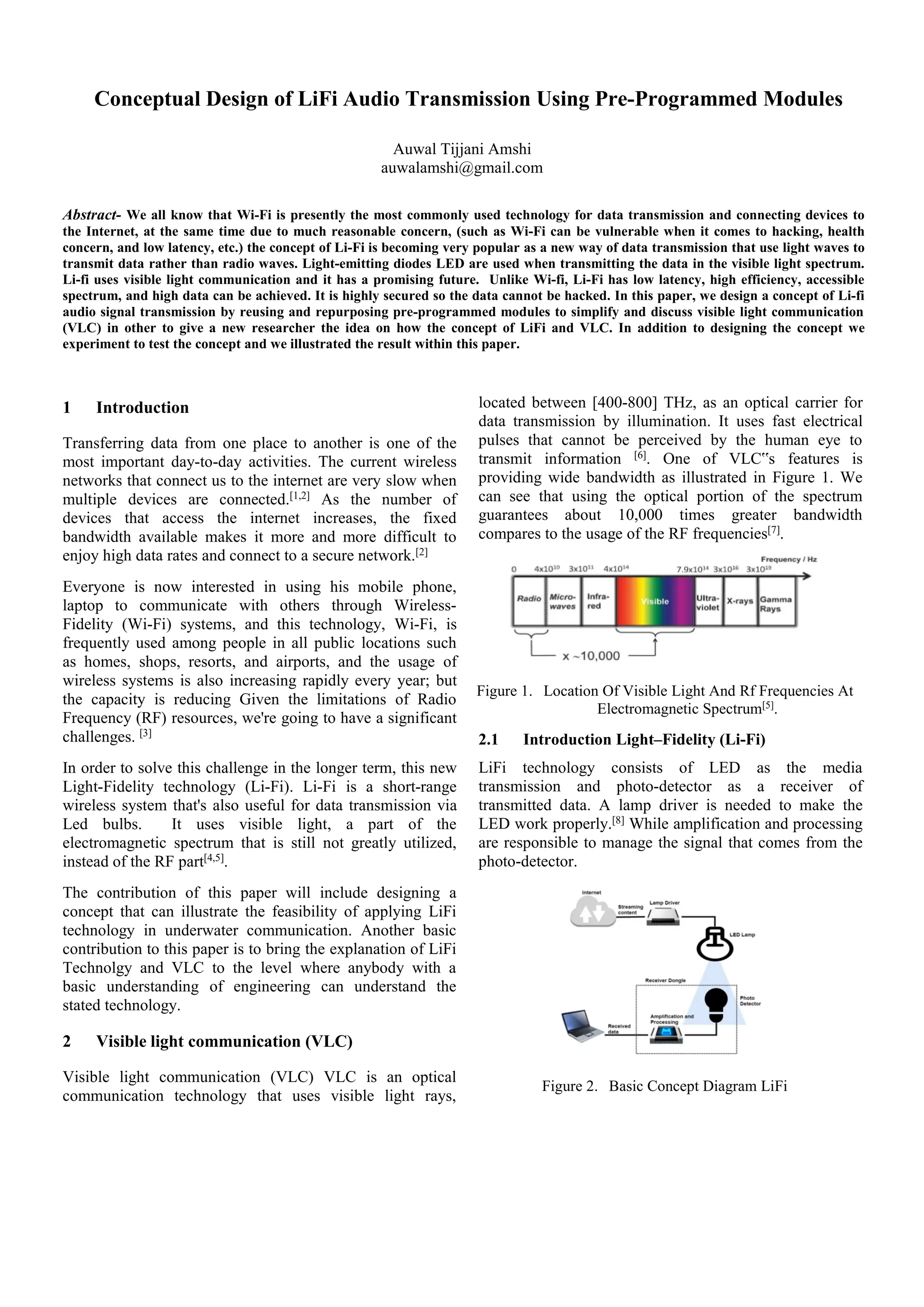 Conceptual Design of LiFi Audio Transmission Using Pre-Programmed Modules | PDF