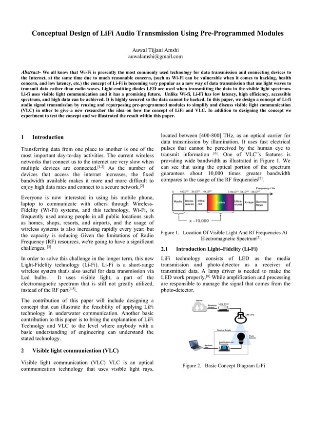 Conceptual Design of LiFi Audio Transmission Using Pre-Programmed ...