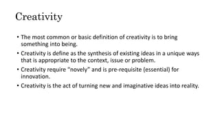 Creative Thinking And Process | PPTX