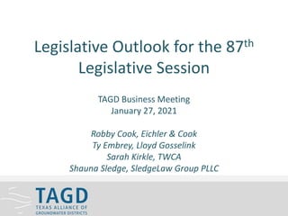 Legislative Outlook for the 87th Legislative Session | PPT
