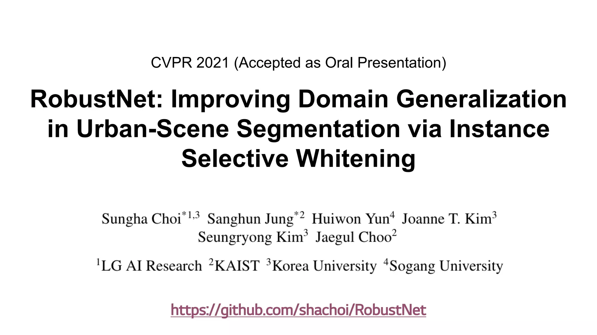 (CVPR2021 Oral) RobustNet: Improving Domain Generalization in Urban-Scene Segmentation | PDF