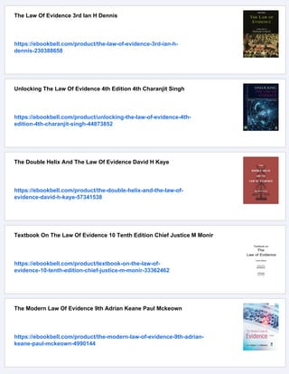 The Law Of Evidence 5th Edition I H Dennis | PDF