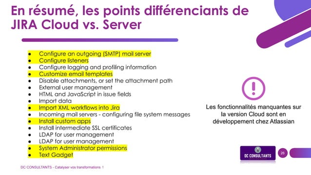 Les différences Jira Cloud vs. Jira Server | PPT