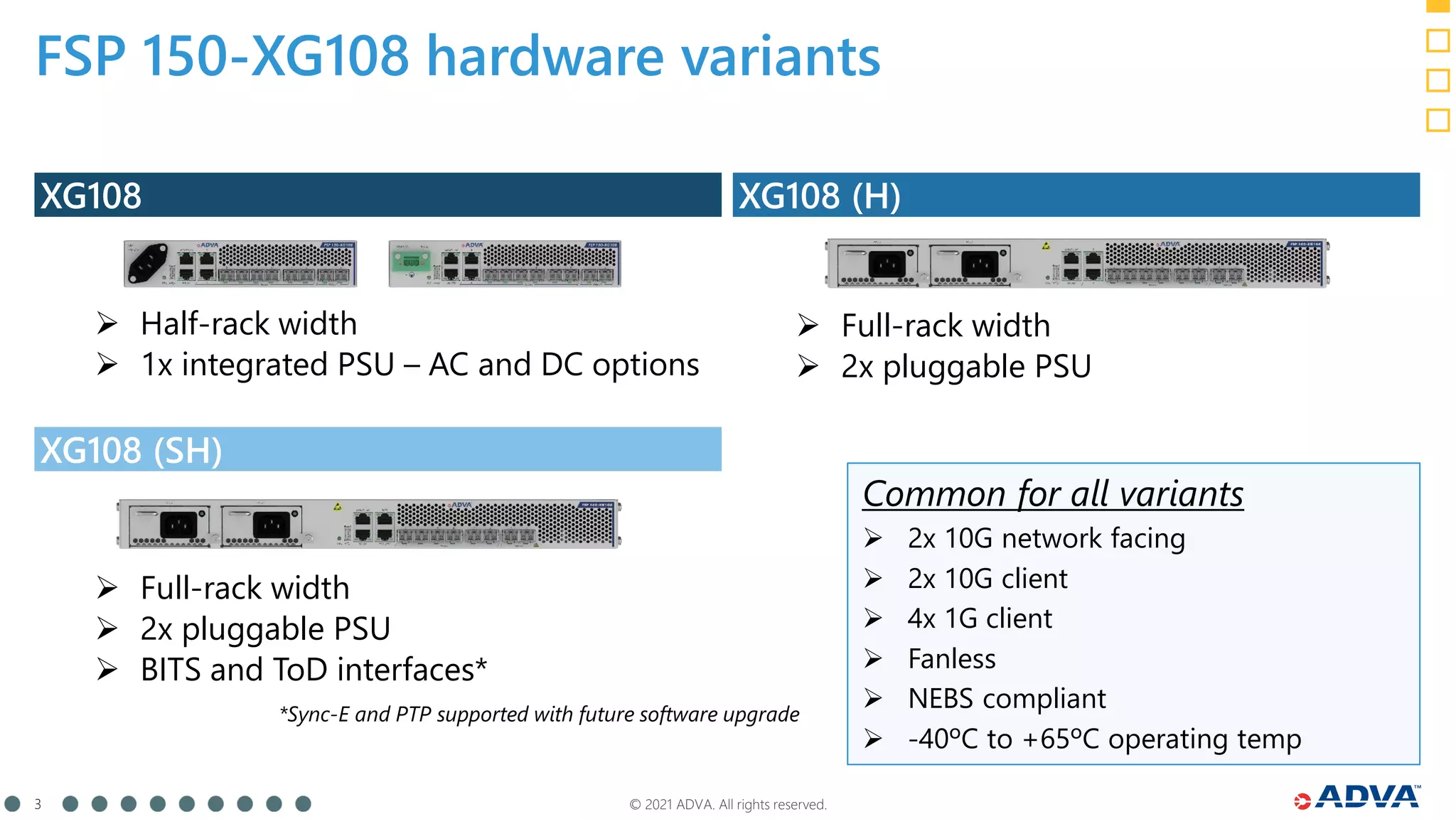 Seamless growth from 1G to 10G services with the ADVA FSP 150-XG108 ...