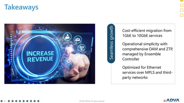 Seamless growth from 1G to 10G services with the ADVA FSP 150-XG108 ...