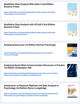 Analysing Qualitative Data in Psychology 1st Edition Evanthia Lyons | PDF