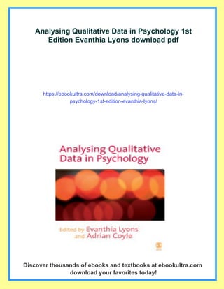 Analysing Qualitative Data in Psychology 1st Edition Evanthia Lyons | PDF
