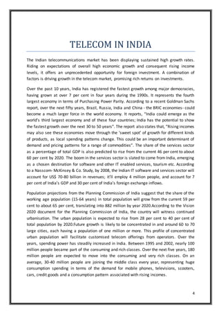 indian-telecom-industry | DOCX | Telecommunications Industry | Industries