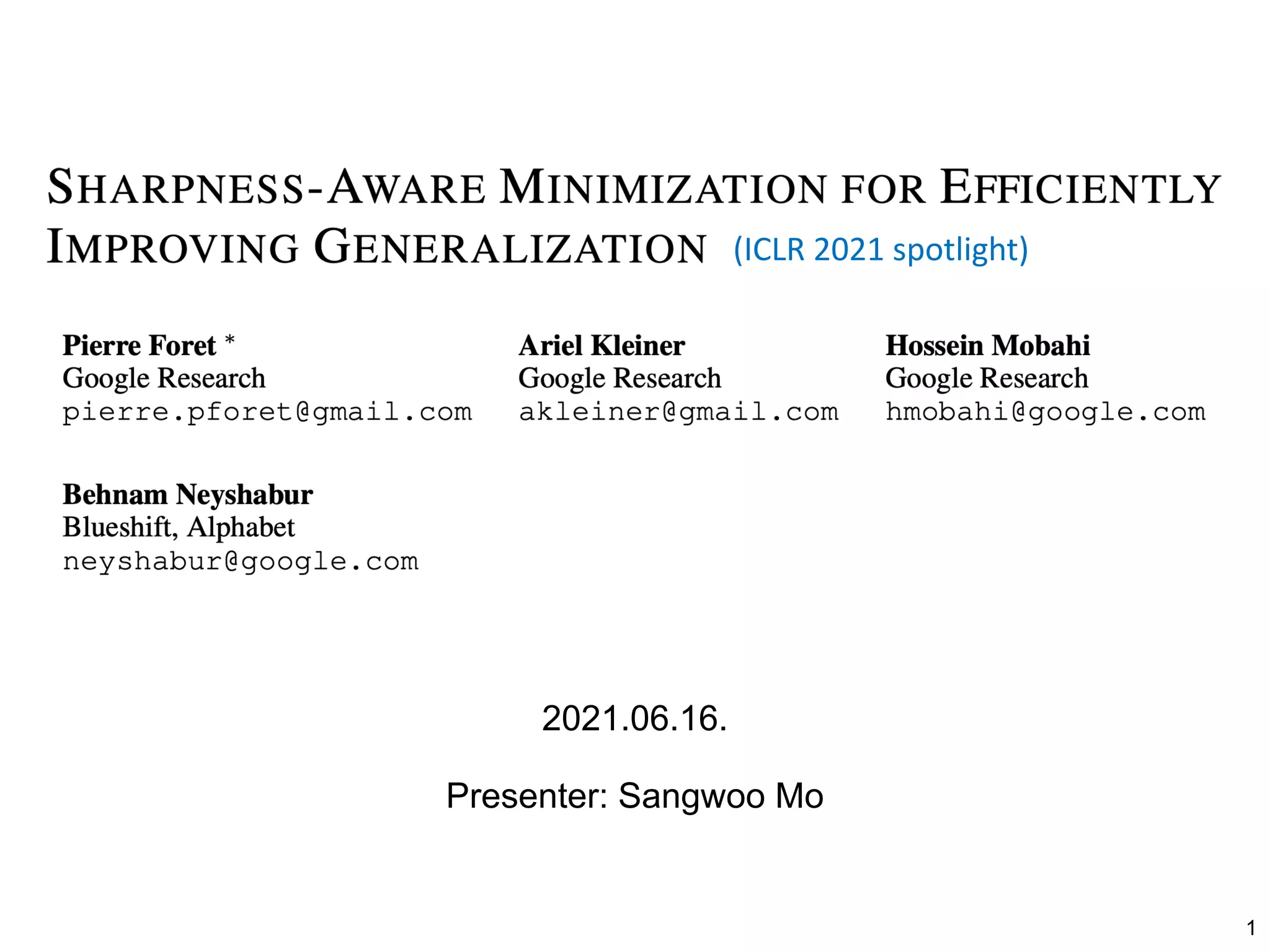 Sharpness-aware minimization (SAM) | PDF