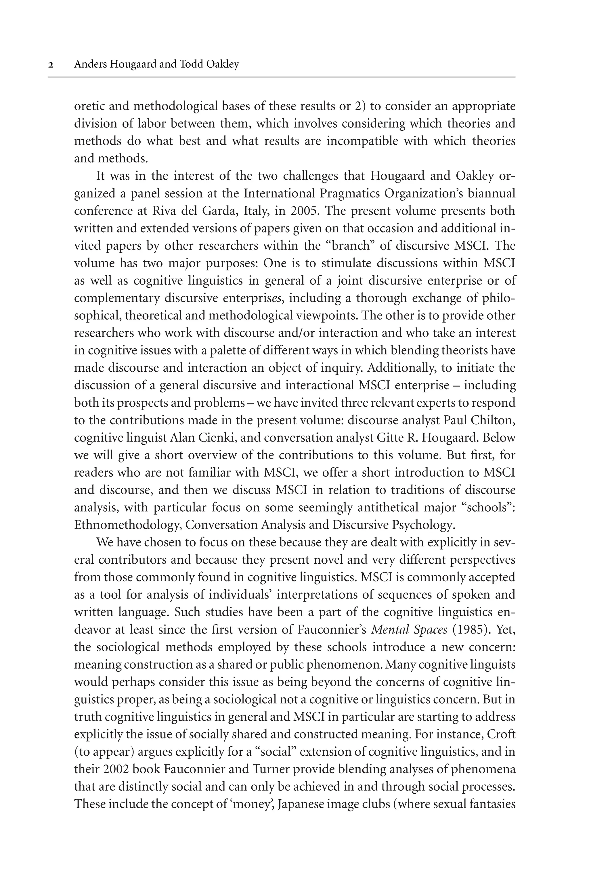 Mental Spaces in Discourse and Interaction Todd Oakley | PDF