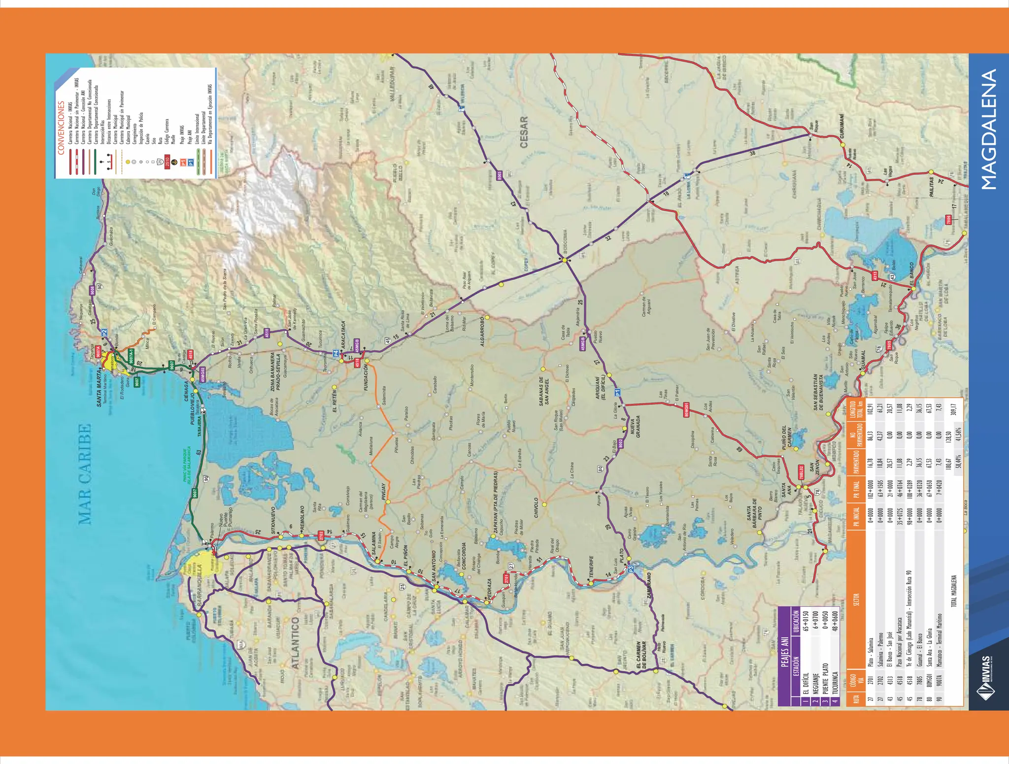 Mapa de carreteras de Colombia 2022 INVIAS | PDF