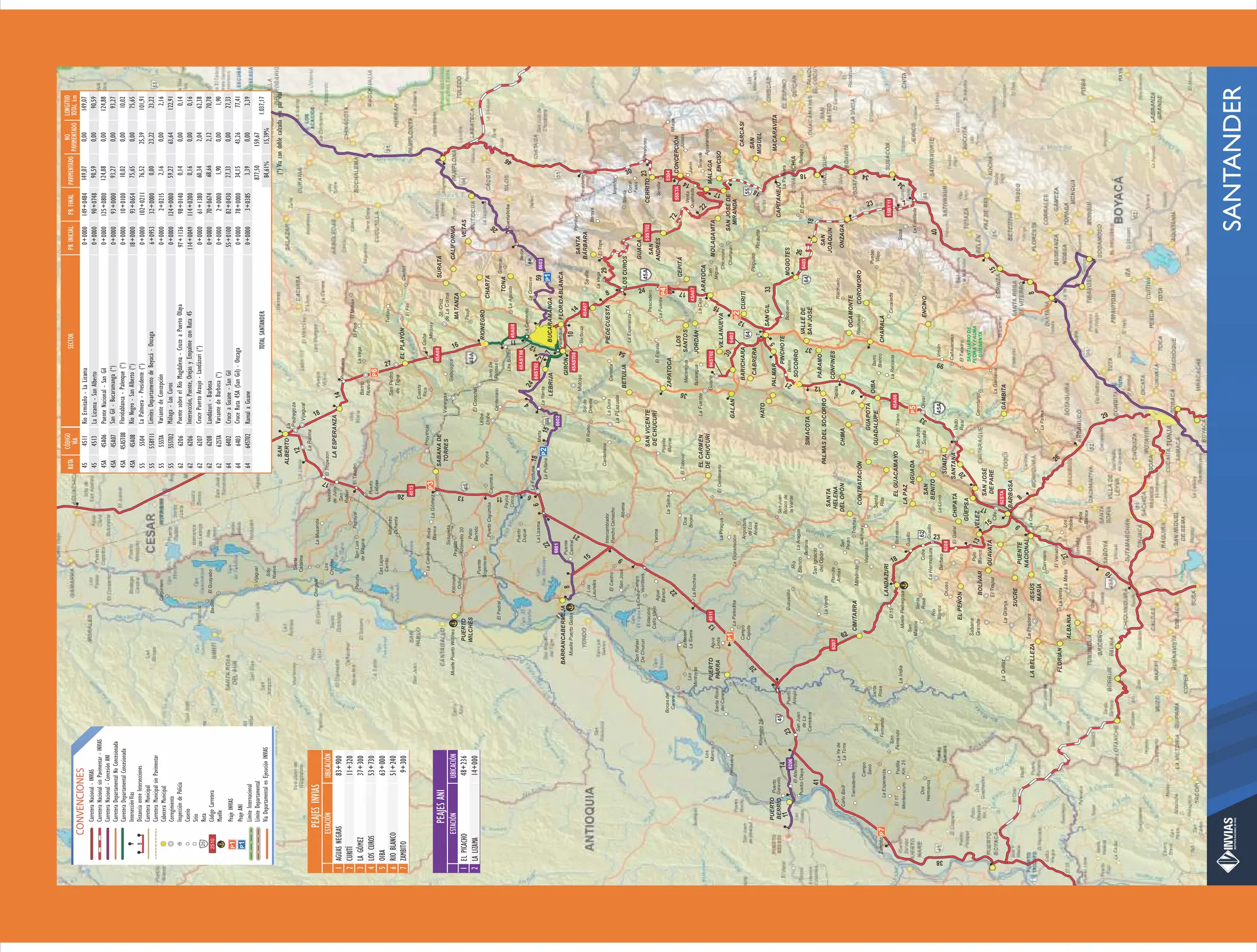 Mapa de carreteras de Colombia 2022 INVIAS | PDF
