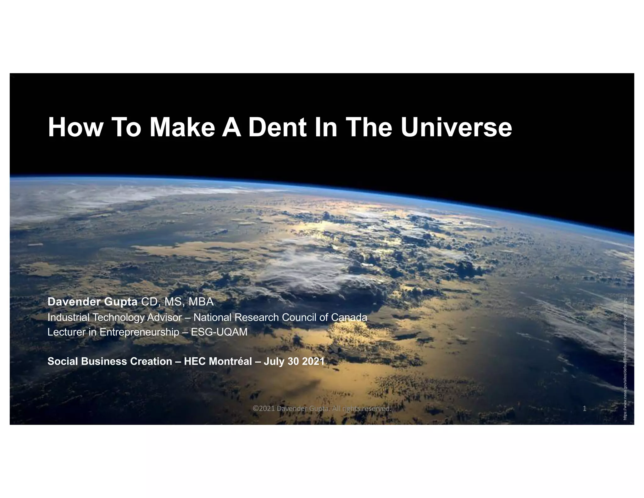How to Make a Dent in the Universe | PPT