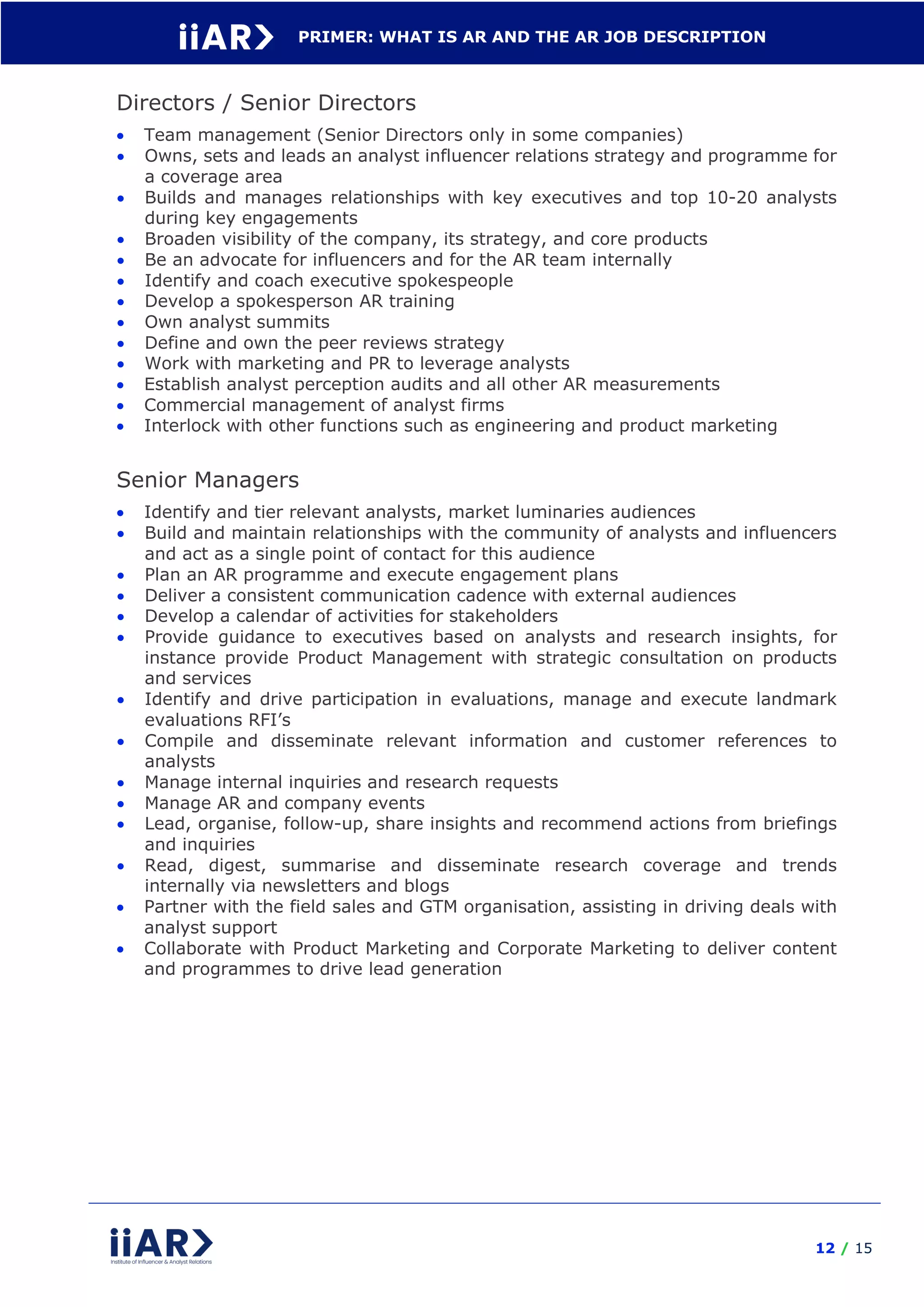IIAR> Primer: what is analyst relations? | PDF