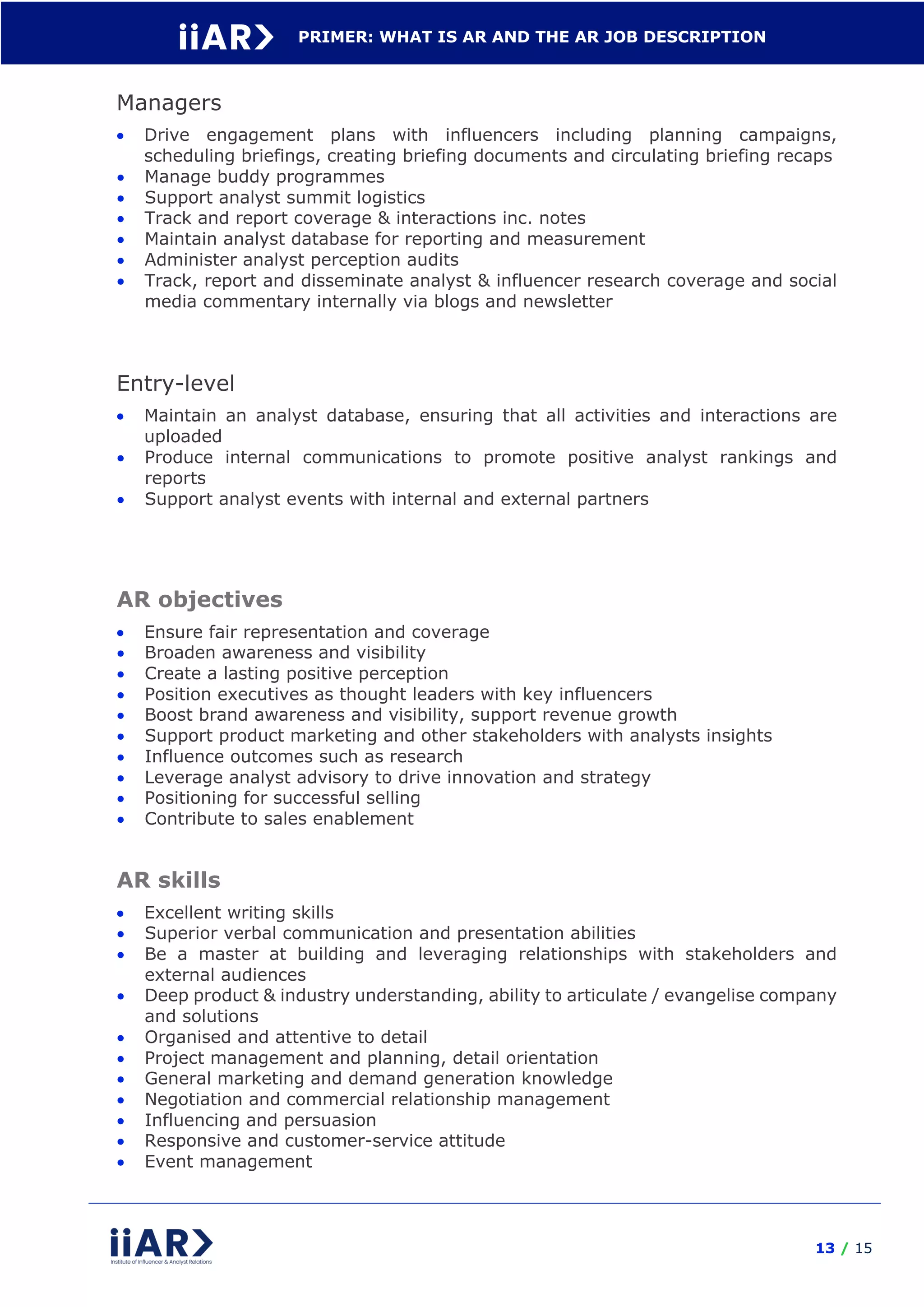 IIAR> Primer: what is analyst relations? | PDF
