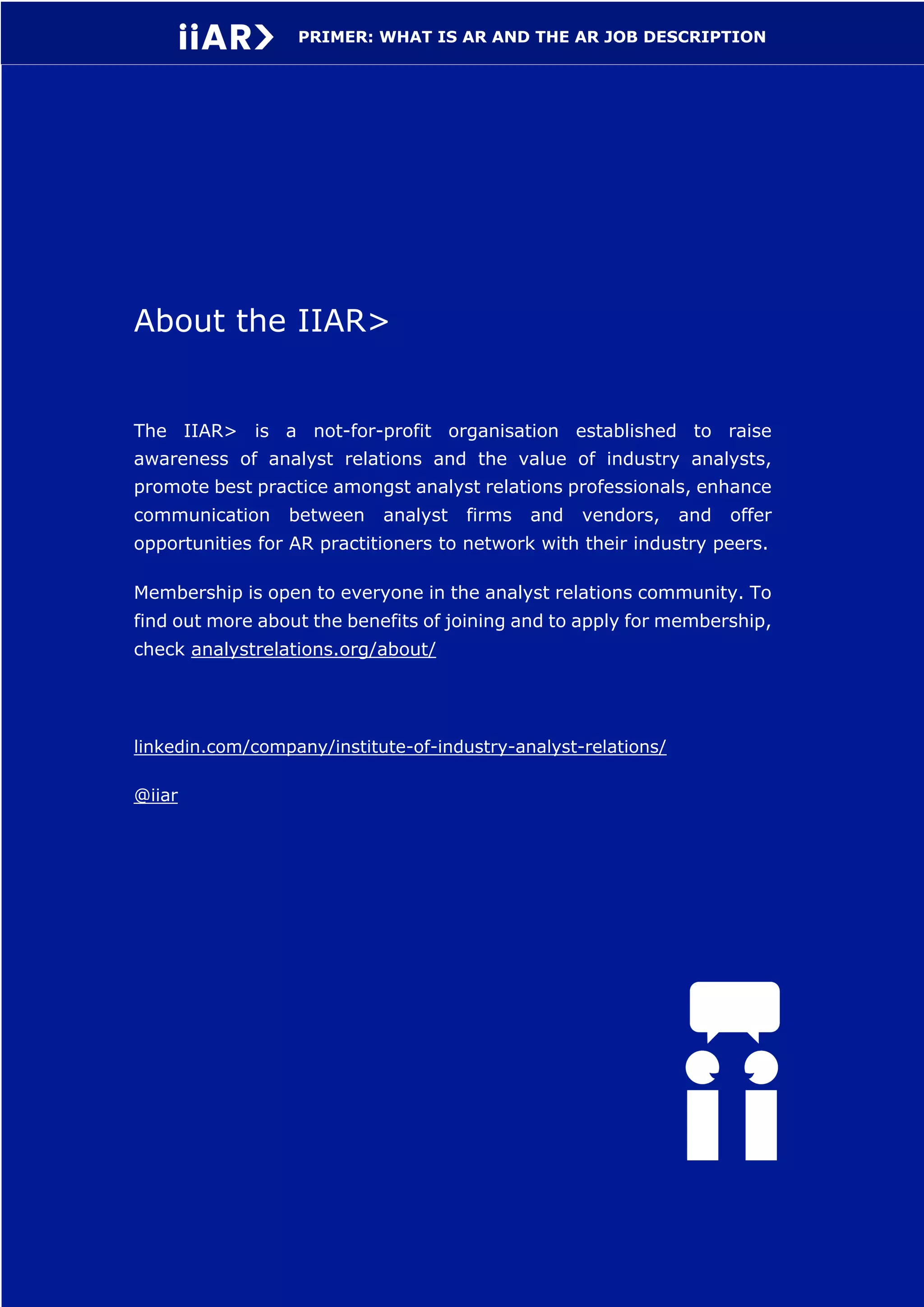 IIAR> Primer: what is analyst relations? | PDF