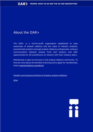 IIAR> Primer: what is analyst relations? | PDF