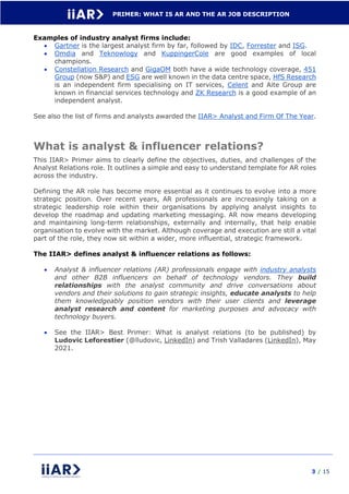 IIAR> Primer: what is analyst relations? | PDF