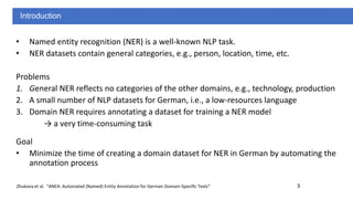 ANEA: Automated (Named) Entity Annotation for German Domain-Specific Texts | PPT
