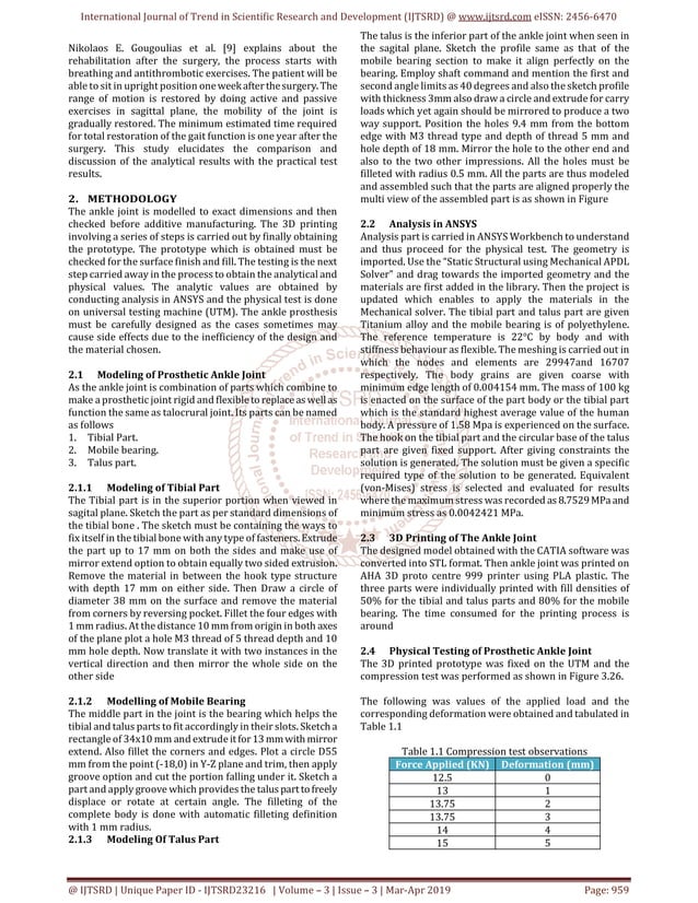 Additive Manufacturing and Testing of a Prosthetic Foot Ankle Joint | PDF