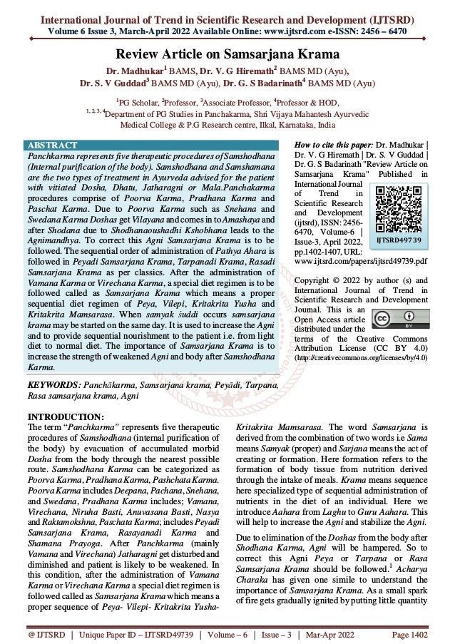 Review Article on Samsarjana Krama | PDF