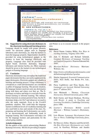 The Role of Electronic Dictionary in Learning Process | PDF