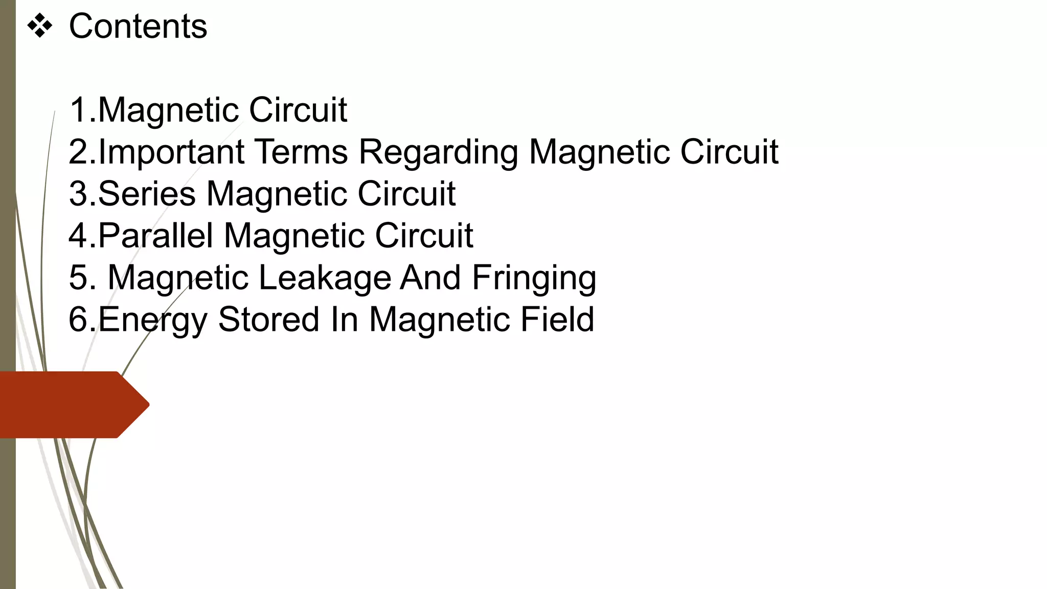 Magnetic Circuit & Energy Stored In Magnetic Field | PPTX
