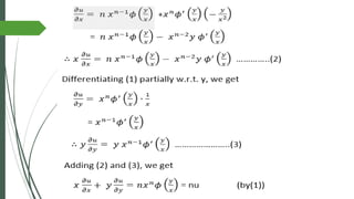 total differential (chain rule ),implicit differentiation , euler’s theorem for homogeneous ...