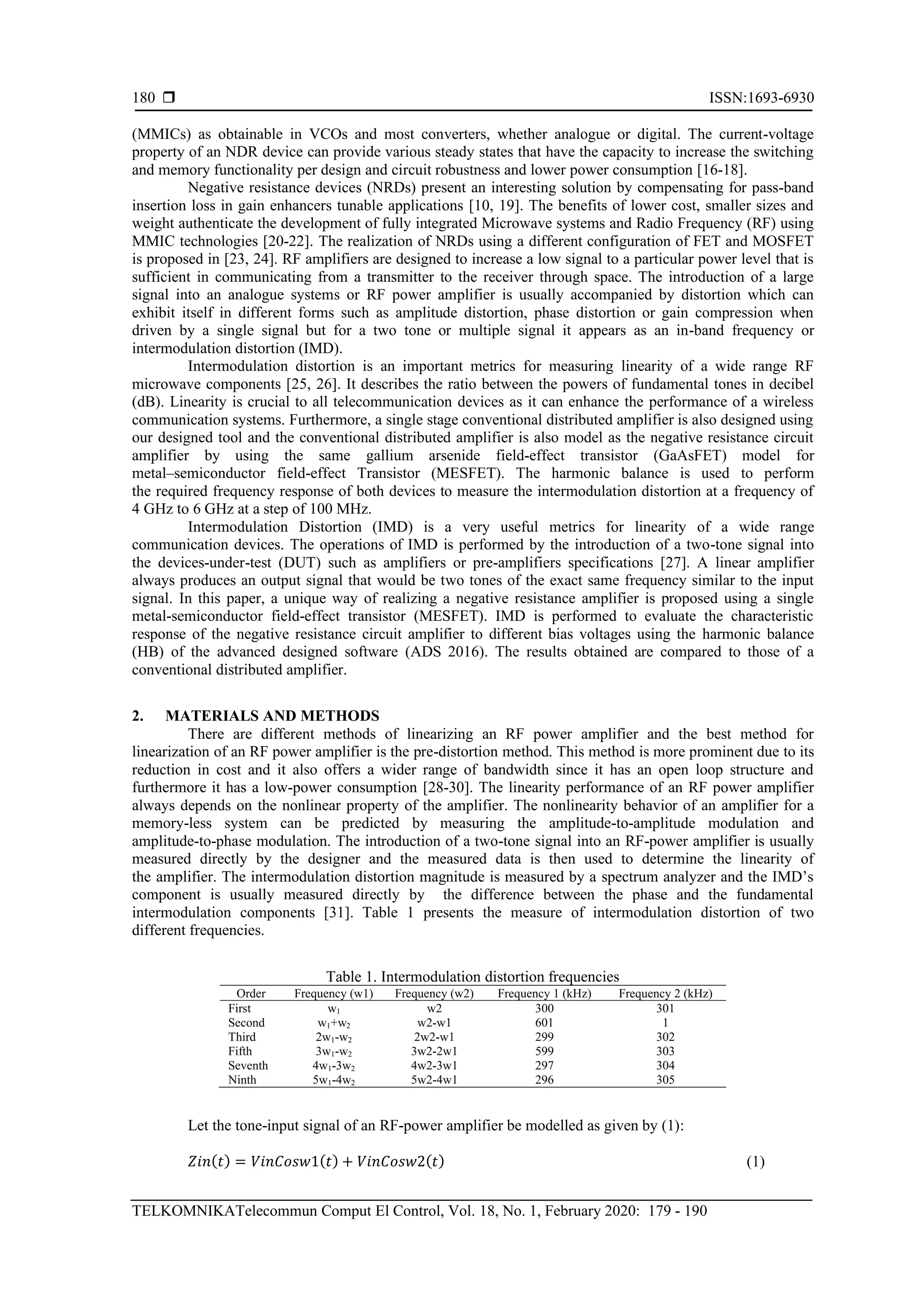 Negative resistance amplifier circuit using GaAsFET modelled single ...