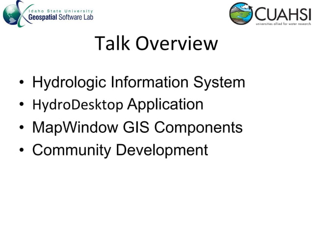 Hydrologic Information Systems and the CUAHSI HIS Desktop Application ...