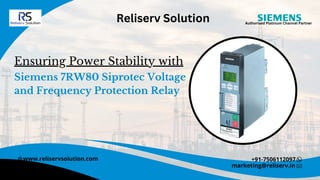 Ensuring Power Stability with Siemens 7RW80 Siprotec Voltage and ...