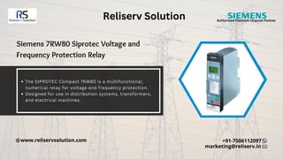 Ensuring Power Stability with Siemens 7RW80 Siprotec Voltage and ...
