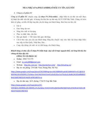 MUA NHỰA PA (POLYAMIDE) Ở ĐÂU UY TÍN, GIÁ TỐT | PDF