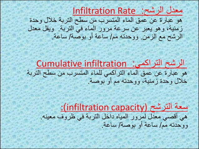 Soil infiltration properties (SIPs) of infiltration rate and saturated ...