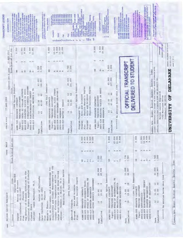 Phd Ms Bsc Transcript