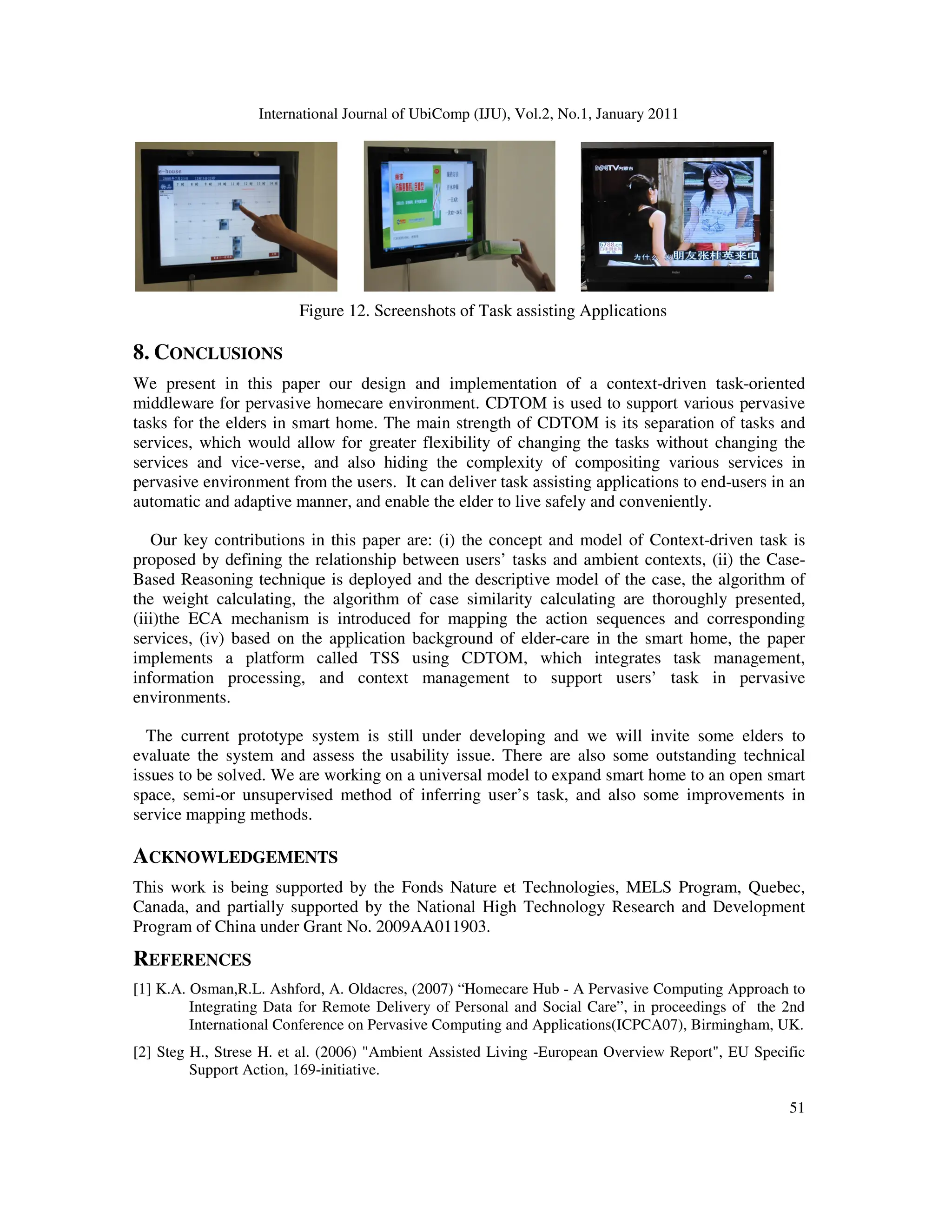 CDTOM: A Context-driven Task-oriented Middleware for Pervasive Homecare Environment | PDF